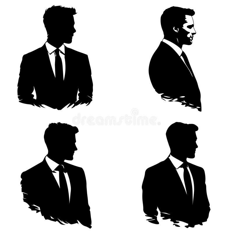 Silhouette of Professional Businessmen in Profile Views Wearing Formal ...