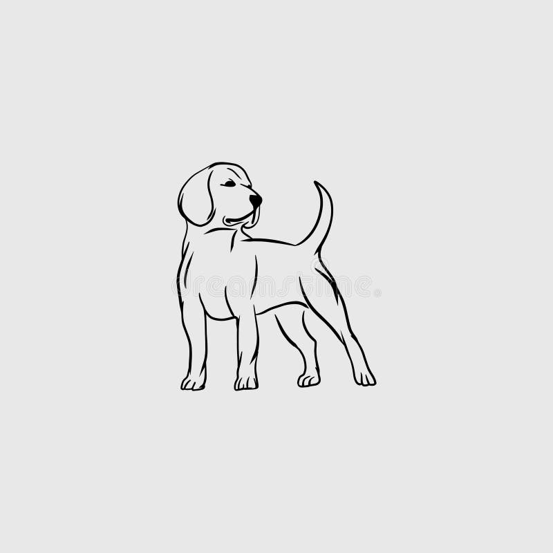 Art Hand Draw Illustration Dog Outline Clean Background Stock Vector ...