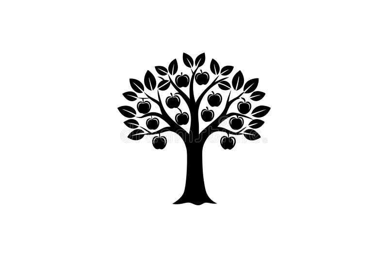 Apple Tree Icon Modern Logo Linocut Vector Illustration Stock Vector ...