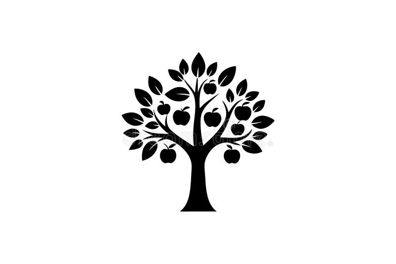 Apple Tree Icon Modern Logo Linocut Vector Illustration Stock Vector ...