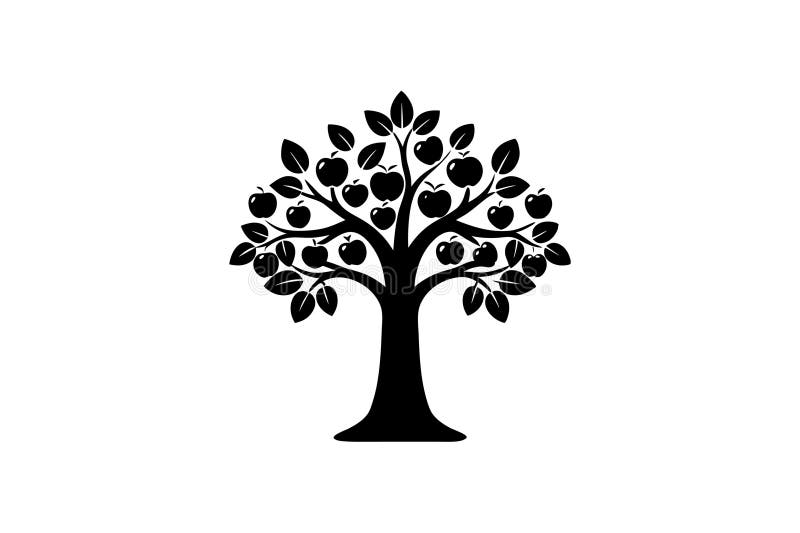 Apple Tree Icon Modern Logo Linocut Vector Illustration Stock Vector ...
