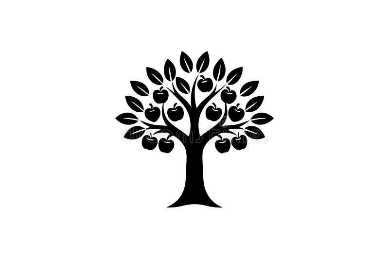 Apple Tree Icon Modern Logo Linocut Vector Illustration Stock ...