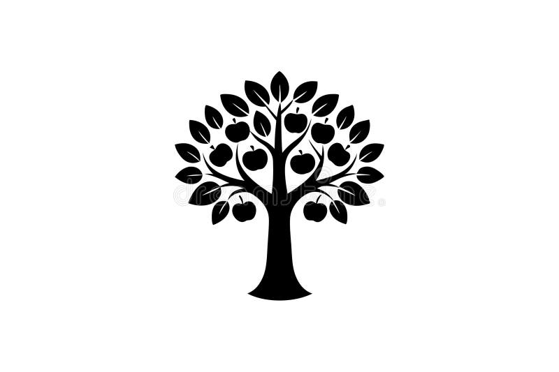 Apple Tree Icon Modern Logo Linocut Vector Illustration Stock ...
