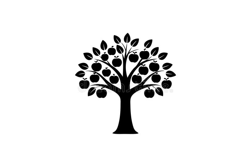 Apple Tree Icon Modern Logo Linocut Vector Illustration Stock Vector ...