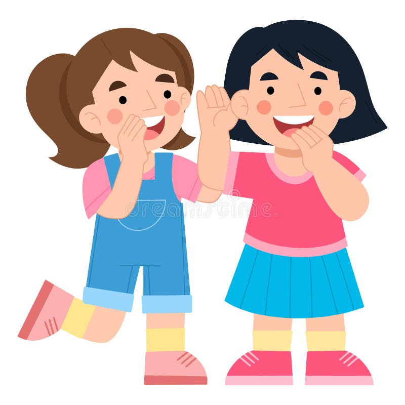 Vector Illustration of a Girl Whispering To Her Friend Stock Vector ...