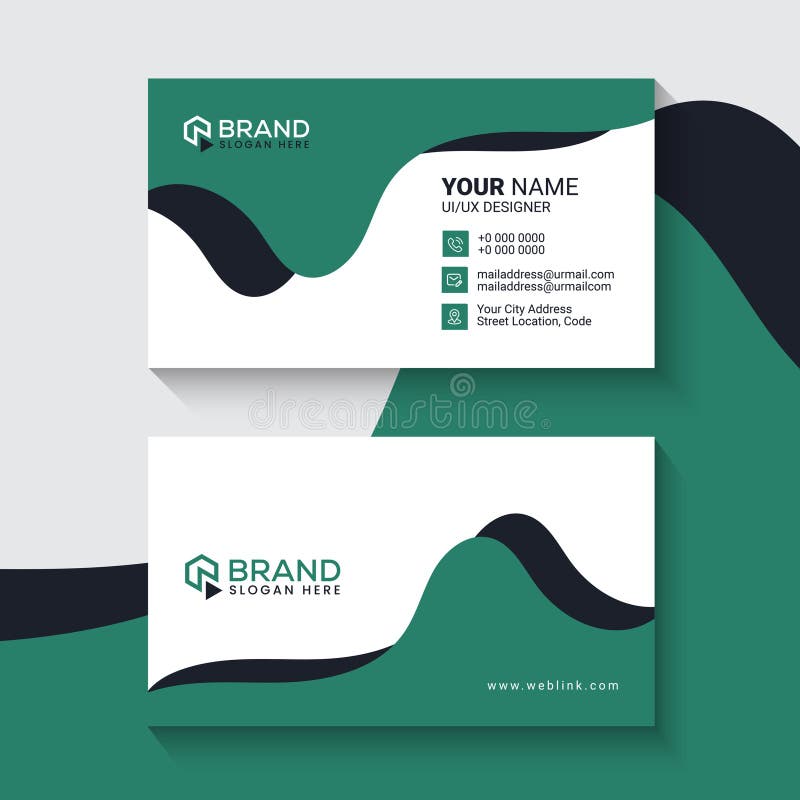 Modern and Clean Professional Green Color Business Card Template Stock ...