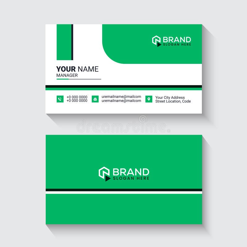 Sleek Light Green Color Professional Business Card Design Stock Vector ...