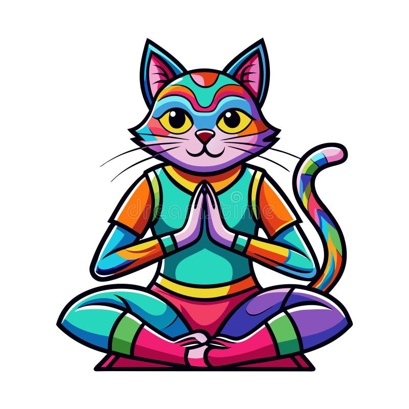 Cute Cat Meditation Yoga Cartoon Vector Icon Illustration Animal Sport ...