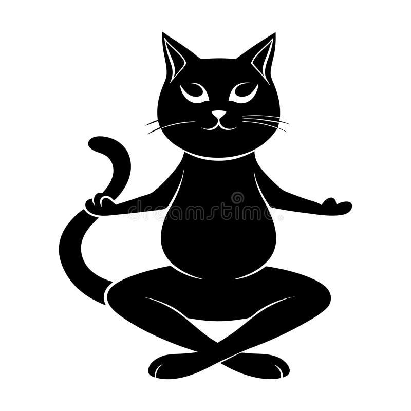 Cute Cat Meditation Yoga Cartoon Vector Icon Illustration Animal Sport ...