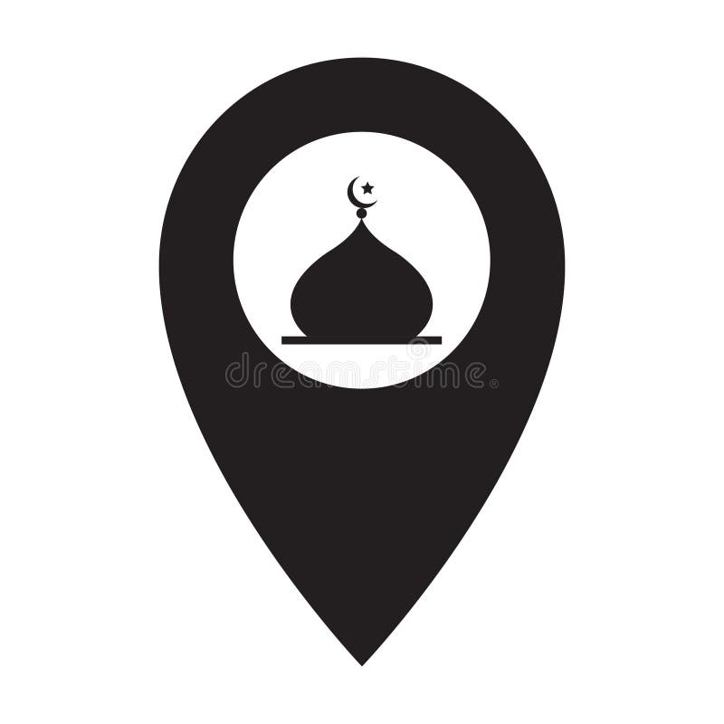 Vector Mosque Location Pin Icon Stock Illustration - Illustration of ...