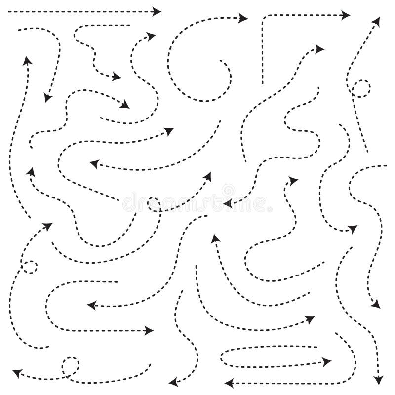 Vector Set of Dotted Line Arrows Stock Illustration - Illustration of ...