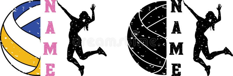 Split Female Volleyball, Custom Name Girl Volleyball Cut Files Stock ...