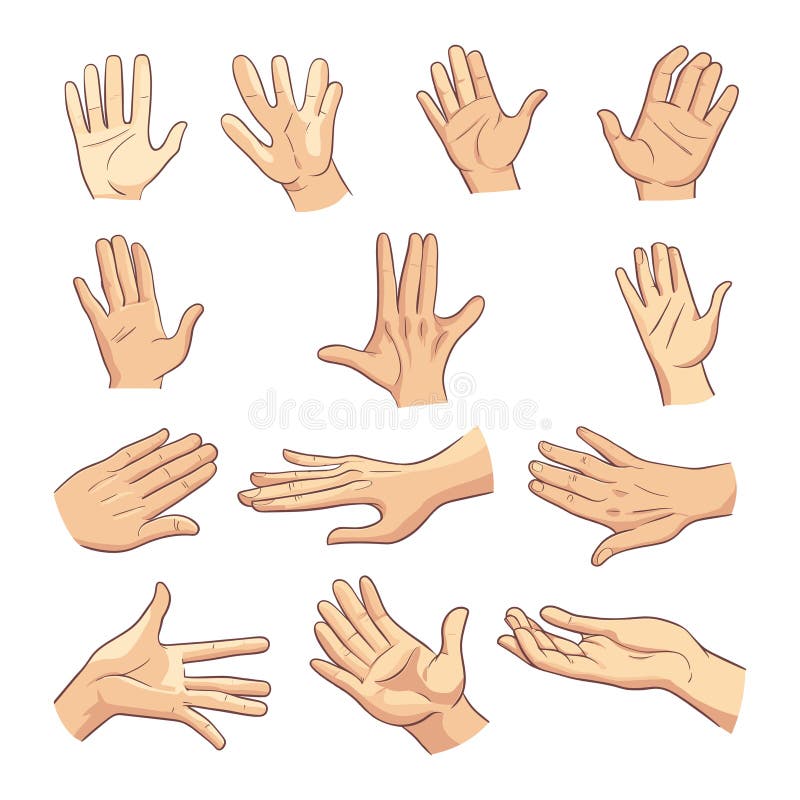 Vector Set of Various Hand Gestures and Signs for Illustration ...
