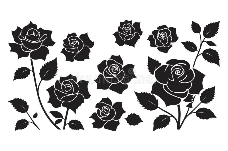 Decorative Black Rose Outline Stock Illustrations – 11,879 Decorative ...