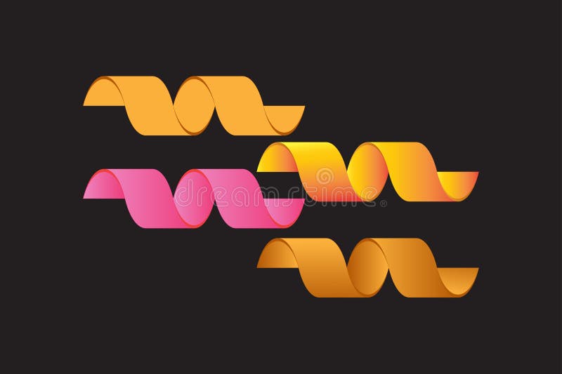 Set of Colorful 3D Ribbon. Vector Element. Editable Image Stock Vector ...