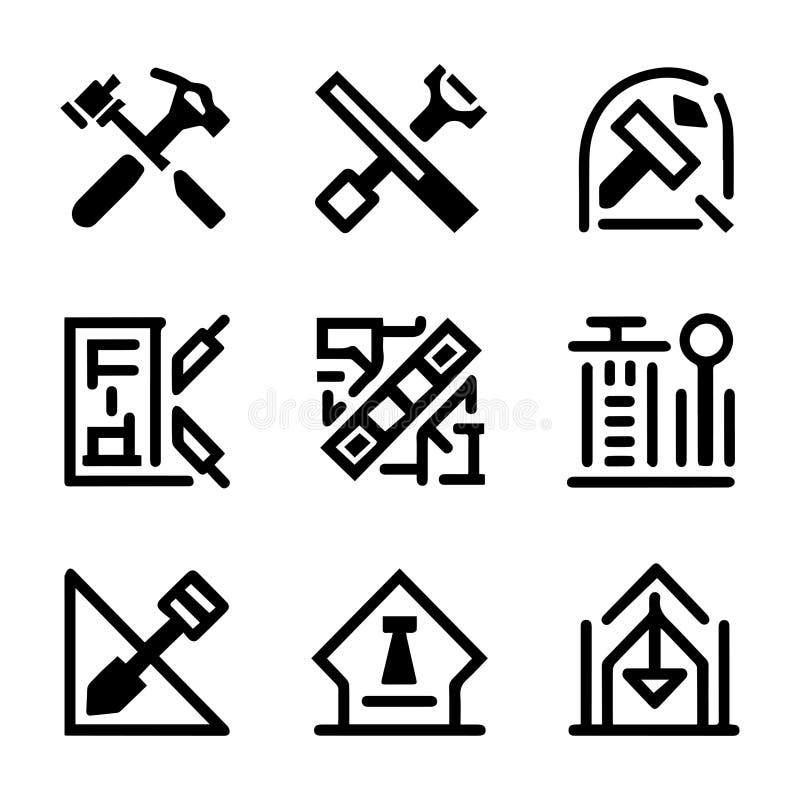 A Sleek and Modern Vector Silhouette Icon Set, Featuring Nine Distinct ...