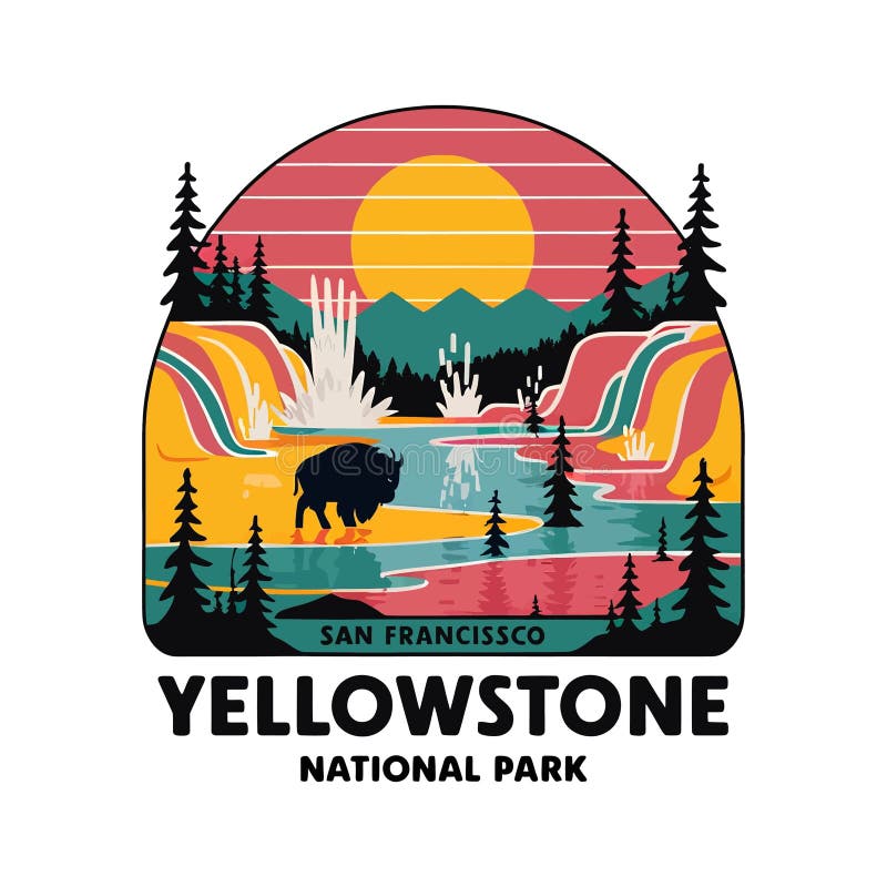Yelllowstone National Park Vector Art Illustration Stock Vector ...