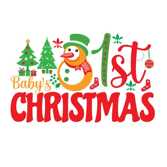 Baby S First Christmas Design Stock Vector - Illustration of gifts ...