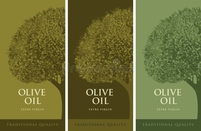 Labels for Olives or Olive Oil with Olive Tree Stock Vector ...