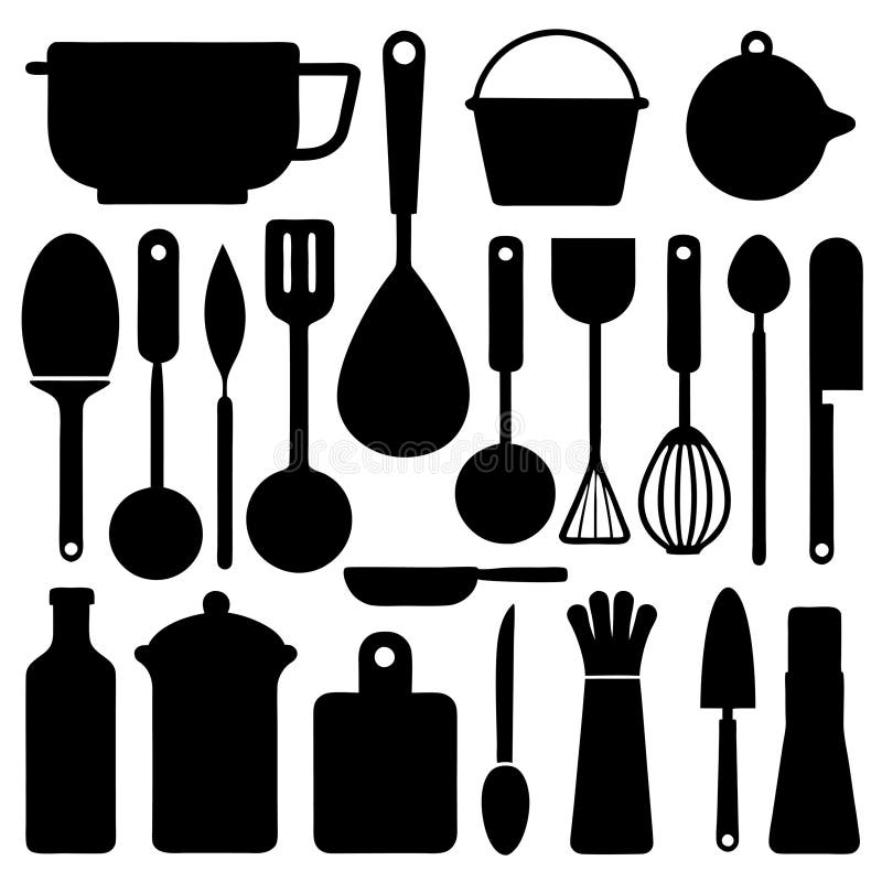 Essential Kitchen Tools Silhouette Vector Stock Illustrations – 338 ...