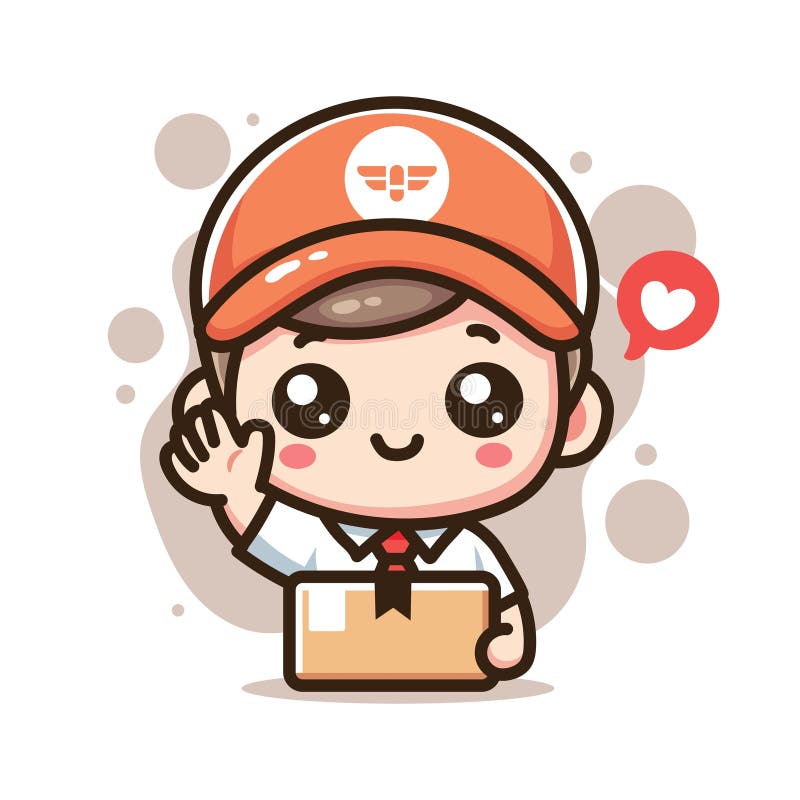 Courier Delivery Boy - Cute Cartoon Style Vector Illustration Stock ...