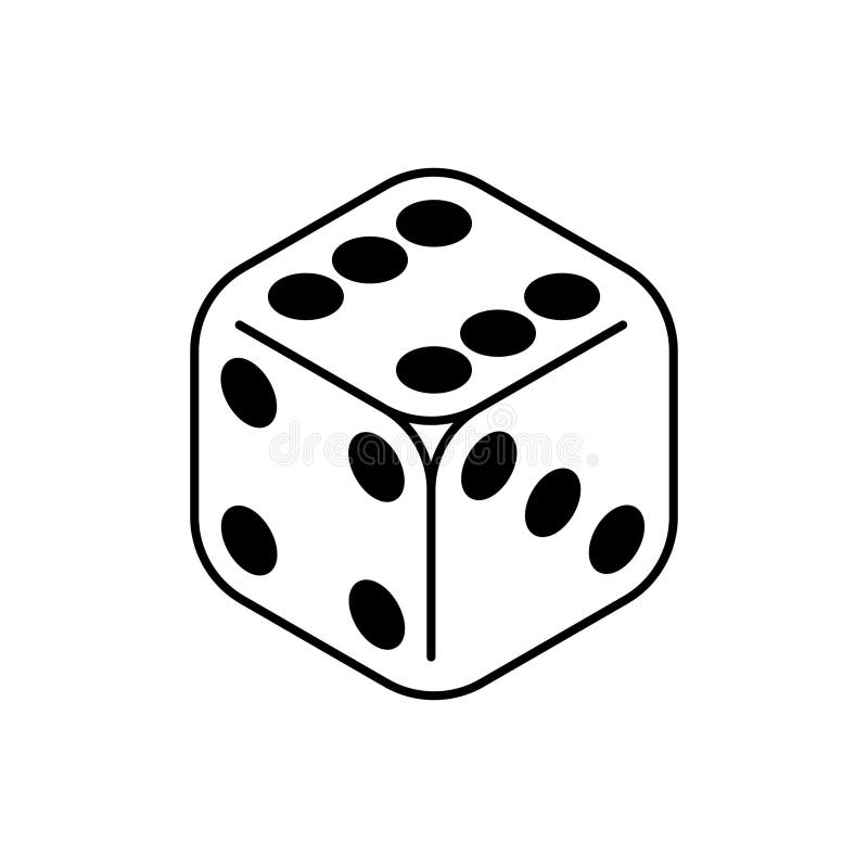 Dice Cube Icon. Six Sided Dice Symbol Isolated on White Background ...