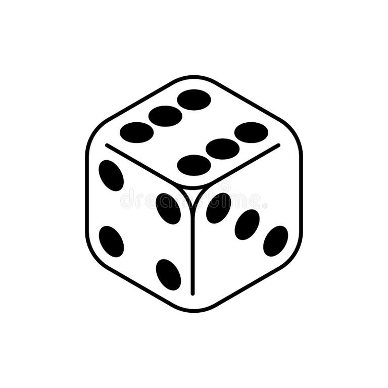 Dice Cube Icon. Six Sided Dice Symbol Isolated on White Background ...