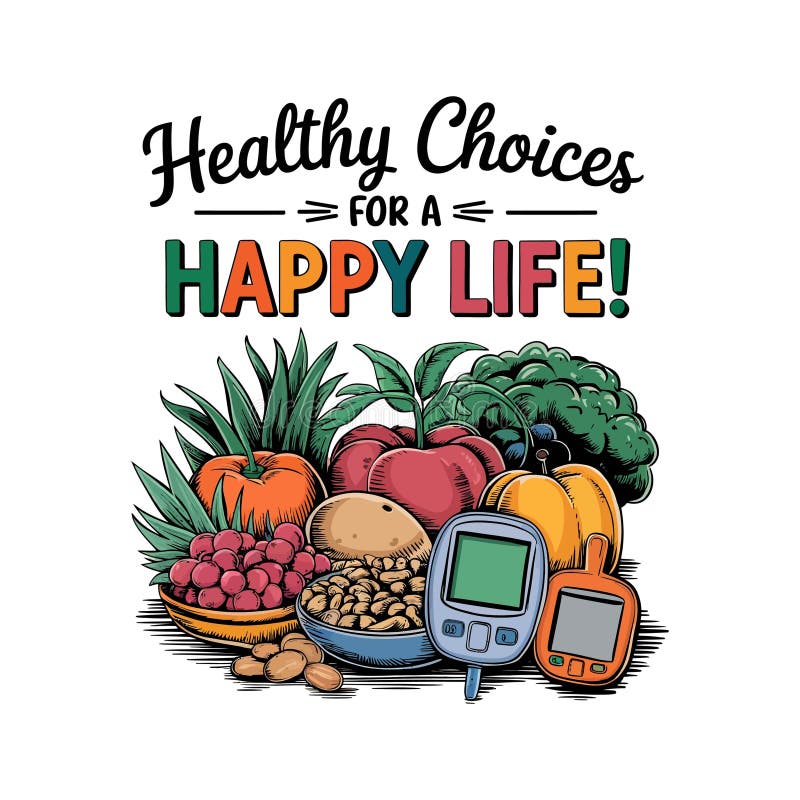 Healthy Choice for a Happy Life Vector Art Illustration Stock Vector ...