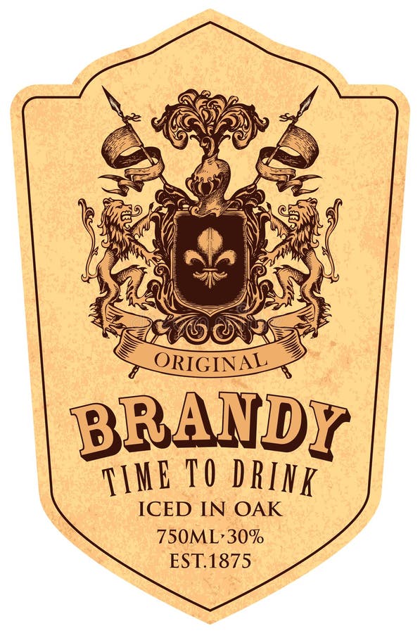 Label for Brandy with Coat of Arms in Vintage Style Stock Illustration ...