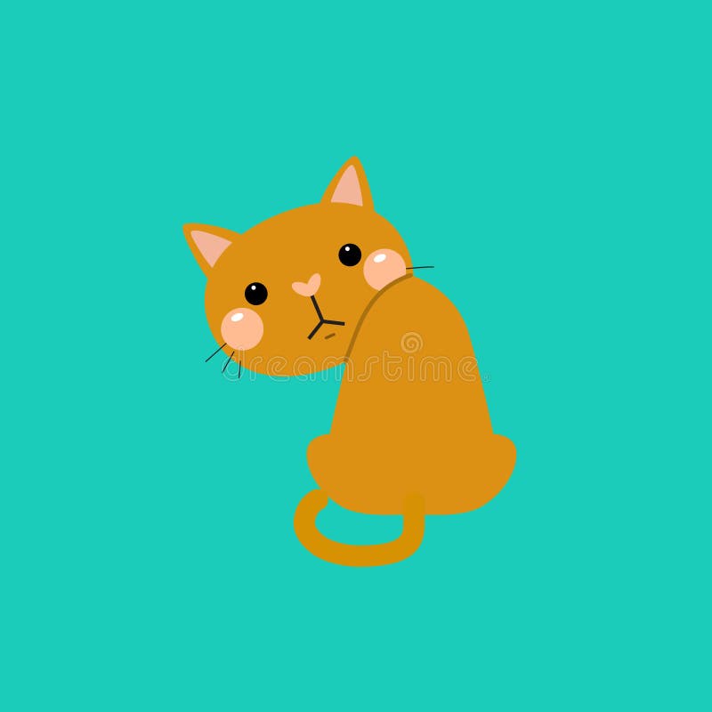 A Cute Cat Sits with Its Back Turned, Glancing Over Its Shoulder with a ...