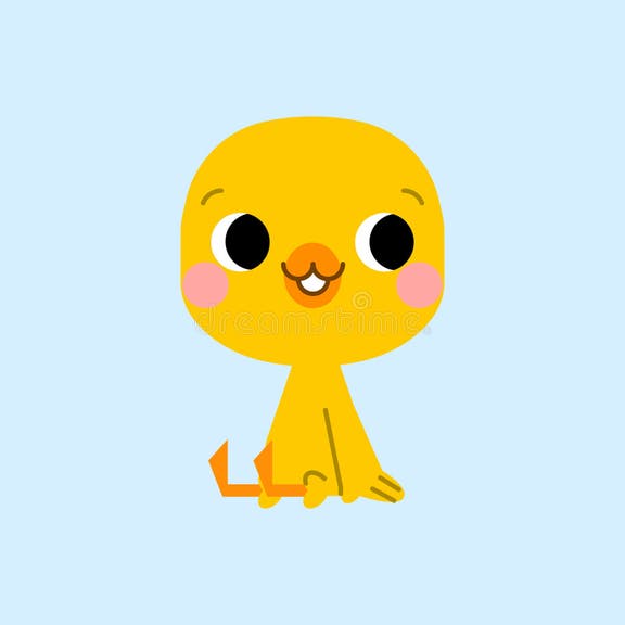 Cute Yellow Baby Chicken Chick Smiling and Sitting on the Ground, Bored ...