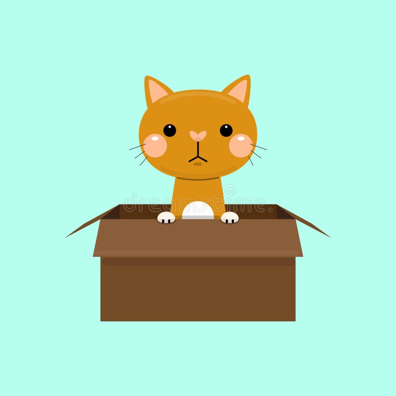 Cute Cat in Box. Adopt Homeless Pet Stock Vector - Illustration of ...