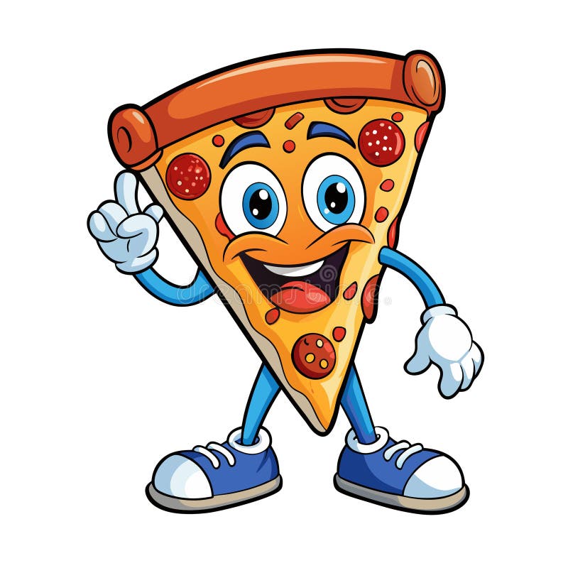 Cute Cartoon Pizza Mascot Holding Up Peace Sign in Playful Style ...