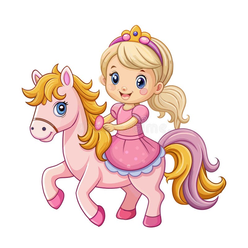 Princess Riding a Unicorn in a Magical Forest Coloring Page Stock ...