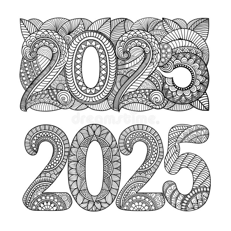 Detailed Mandala 2025 Numbers Vector for New Year Holiday Art and ...