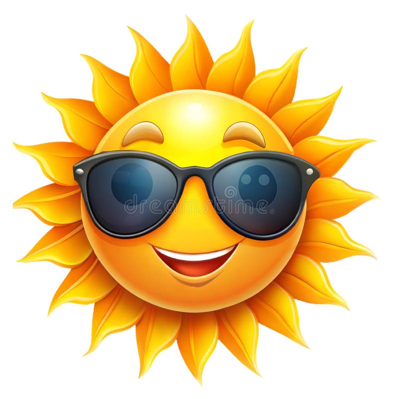 Cartoon Sun with Sunglasses Illustration for Summer, Holidays, and Warm ...