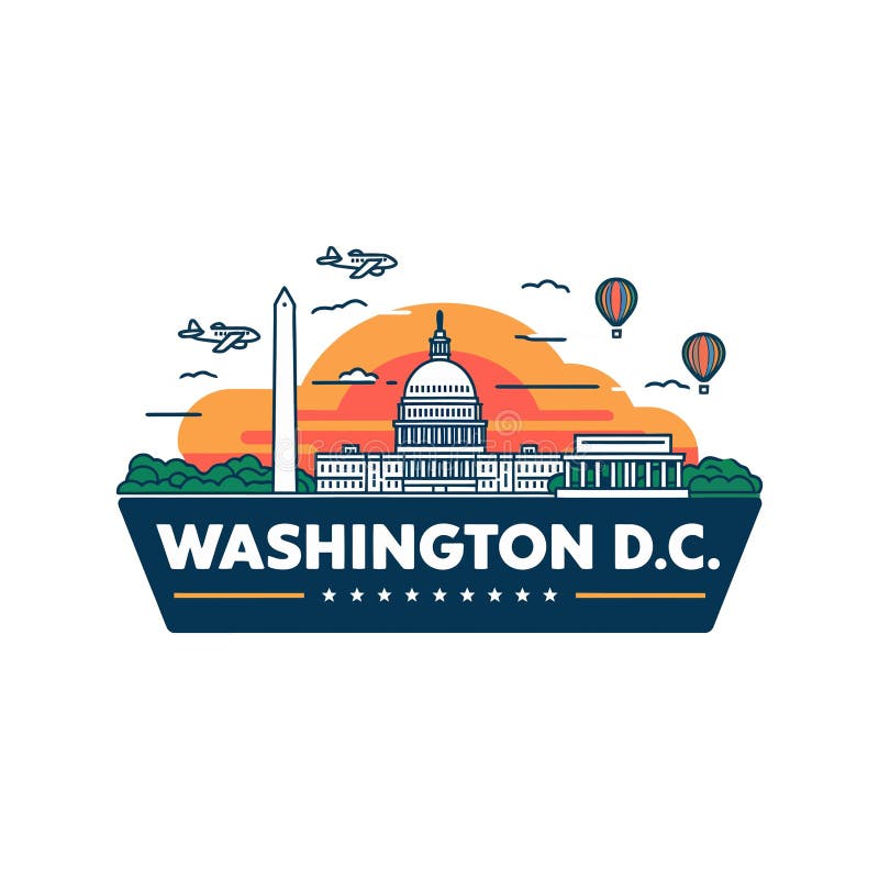 Washington DC Vector Artwork with White Bg Stock Illustration ...