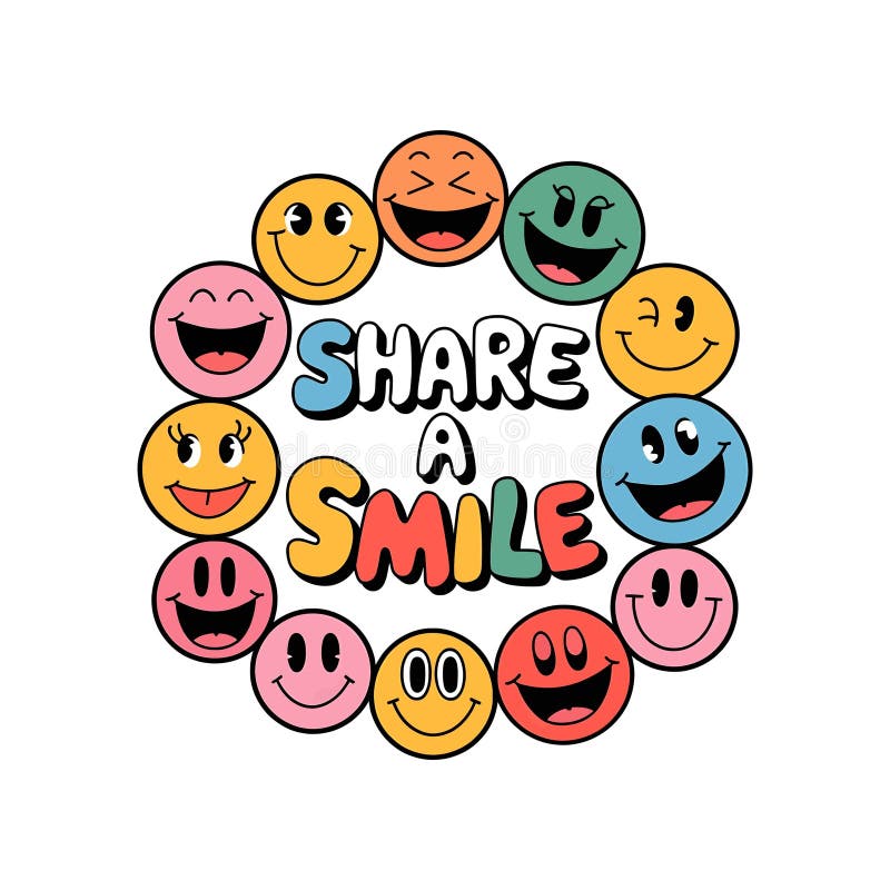 Share a Smile Vector Art Illustration Stock Illustration - Illustration ...