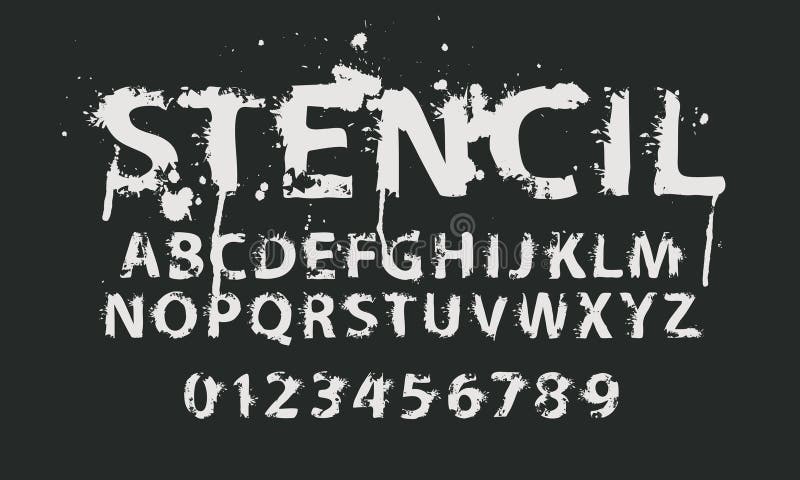 Stencil Grunge Font in Abstract Letters Stock Illustration ...