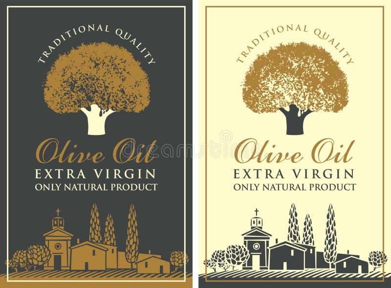 Label for Extra Virgin Olive Oil with Olive Tree Stock Vector ...