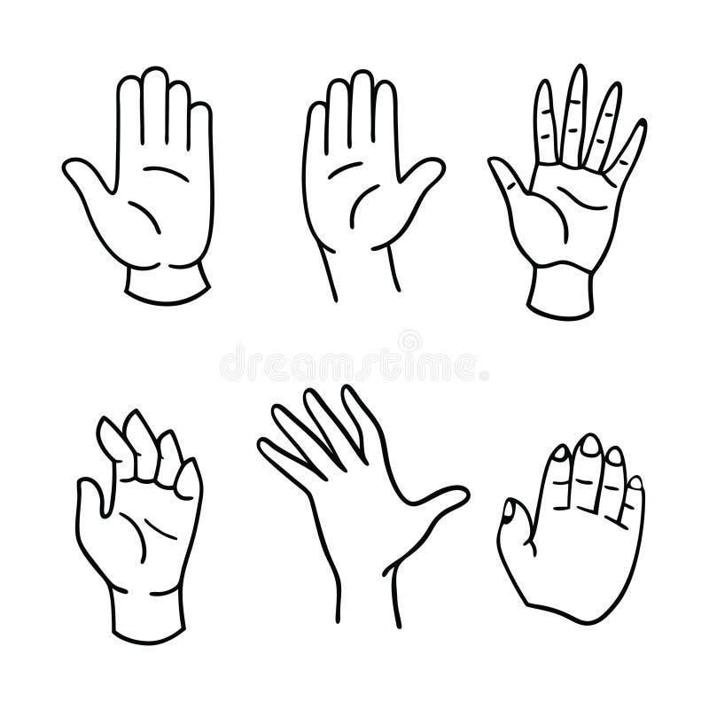 Hand Sketches Various Hand Gestures Pencil Drawing Icon Vector ...
