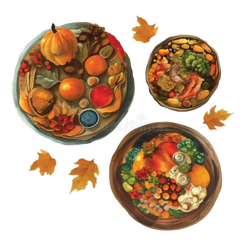 Series of Fall Autumn Season Food Menu for Thanksgiving, Potluck ...