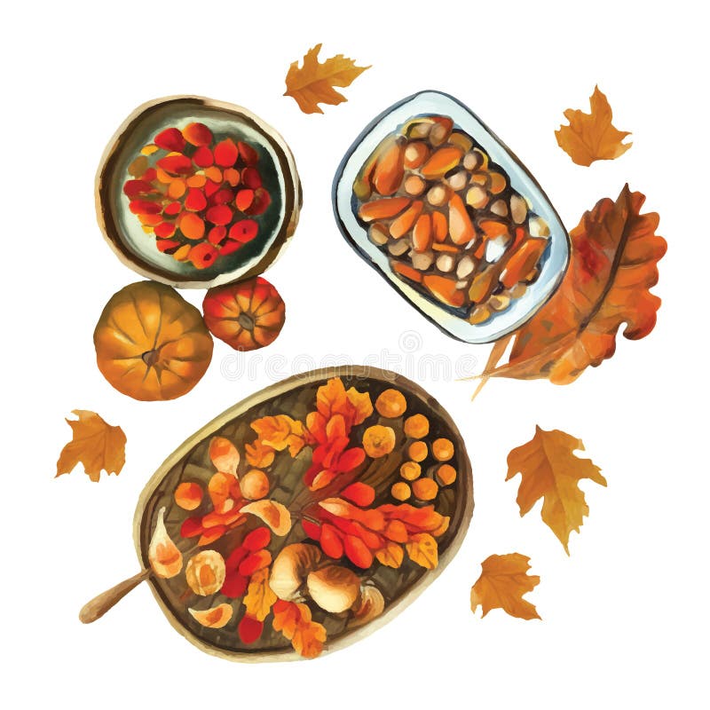 Series of Fall Autumn Season Food Menu for Thanksgiving, Potluck ...