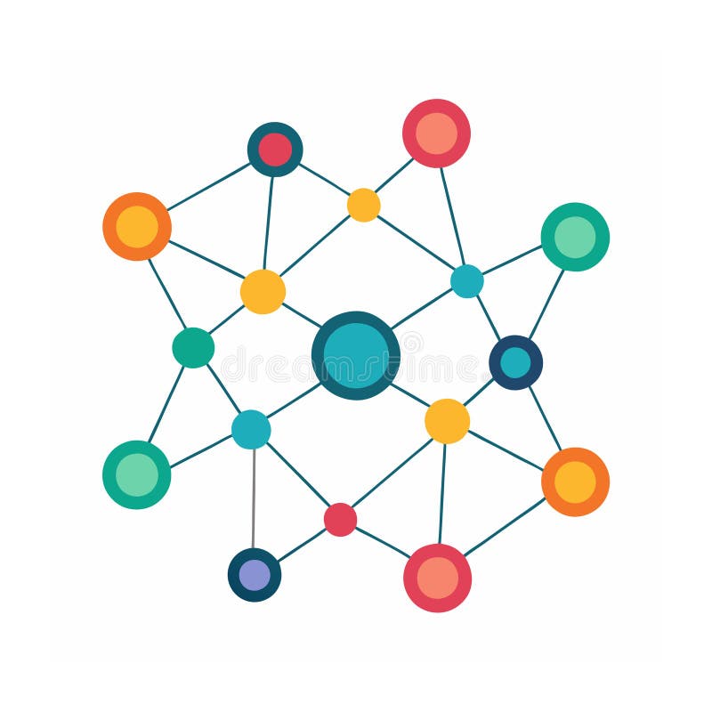 Abstract Network Design with Colorful Dots Vector Illustration Stock ...