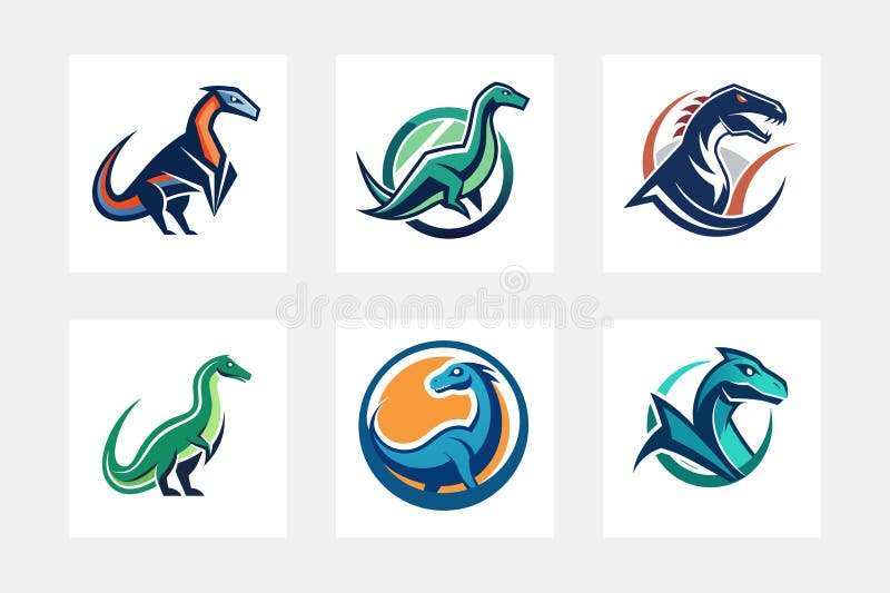 A Dinosaur Logo Vector Art Illustration Stock Vector - Illustration of ...