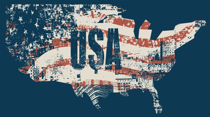 Map of USA in Colors of the National Flag Stock Illustration ...