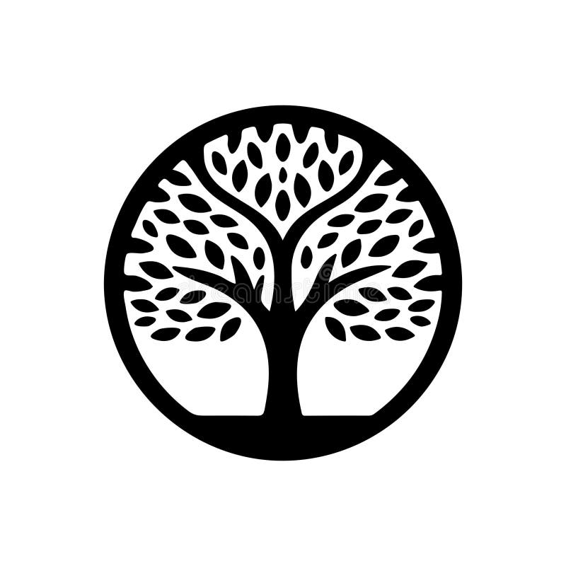 Tree Silhouette Logo with White Background. Vector Art Illustration ...