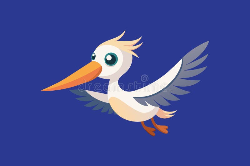 Flying Cute Bird Pelican Vector Illustration Stock Illustration ...