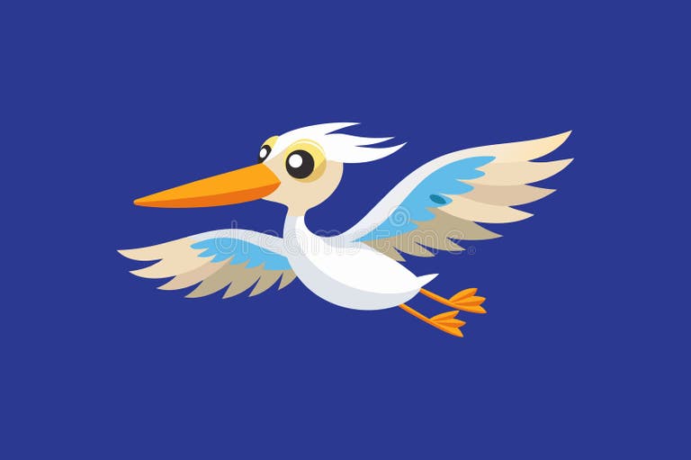 Flying Cute Bird Pelican Vector Illustration Stock Vector ...