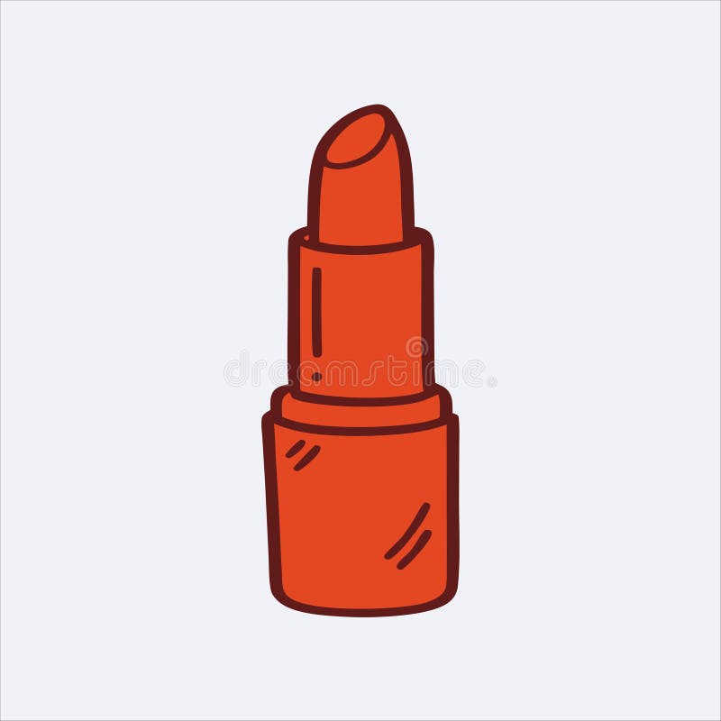 Red Lipstick Cartoon Illustration with Outline Stock Illustration ...